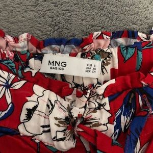 Mango | Pants & Jumpsuits | Red Floral Print Trouser From Mango | Poshmark